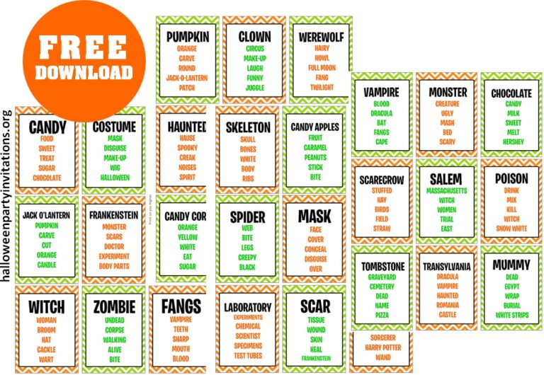 Free Printable Halloween Games – Bingo, Charades, Trivia & More